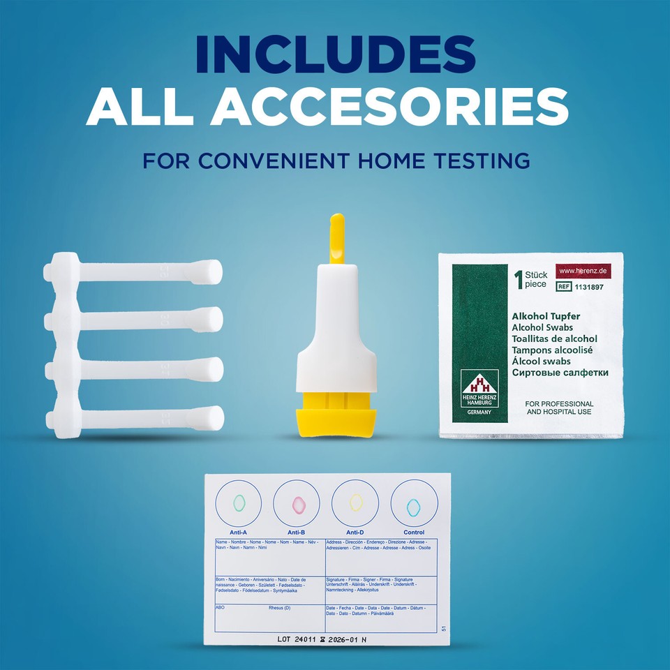 Blood Type Test Kit Home Blood Group Testing Kit A, B, O Rhesus D ...