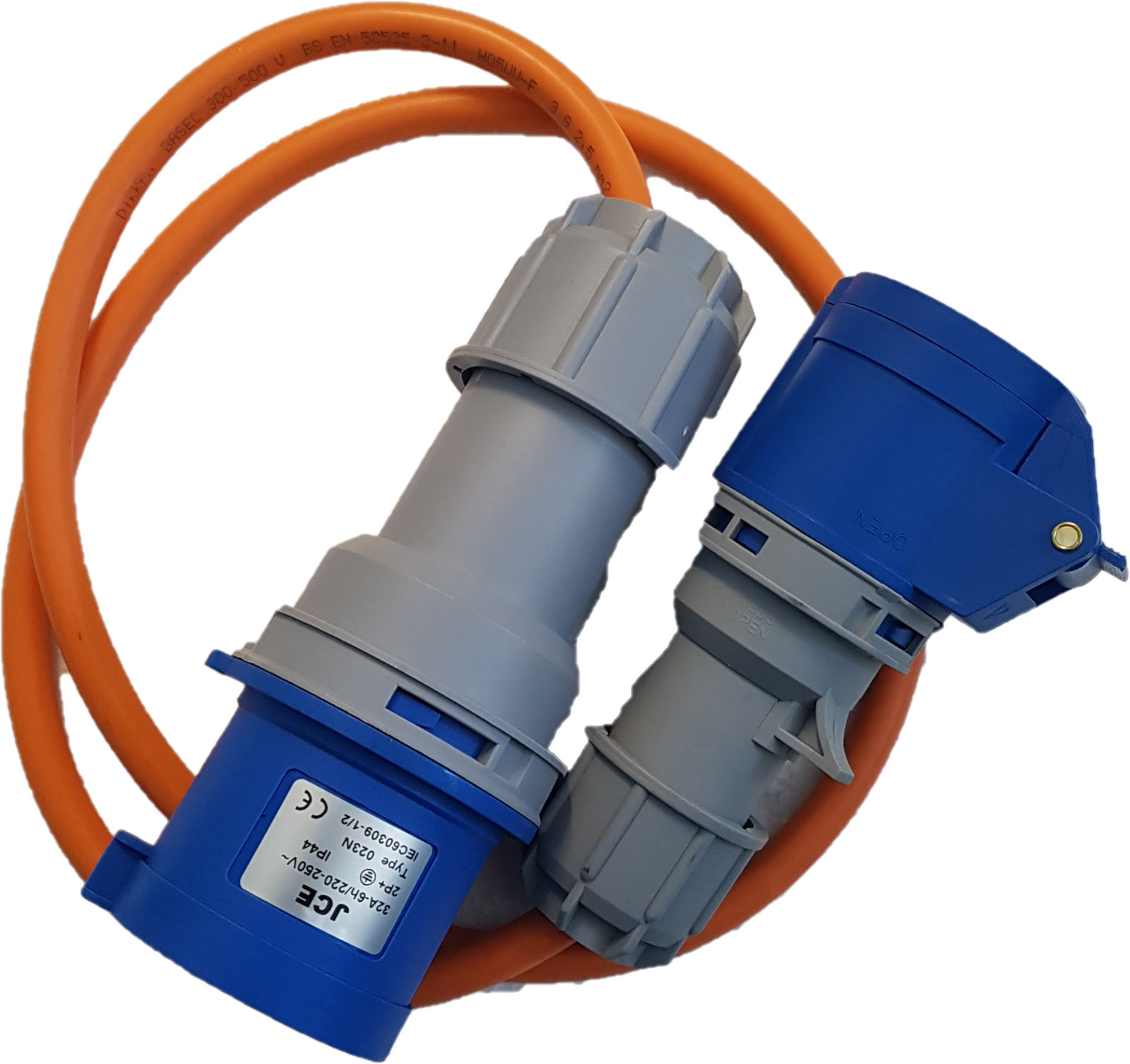 32A Plug to 16A Socket Adaptor Heavy Duty 2.5mm Orange 240v Cable Lead ...