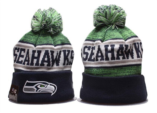 Seattle Seahawks NFL Pom Knit Hat On Field Sideline Beanie Hat US Ship ...