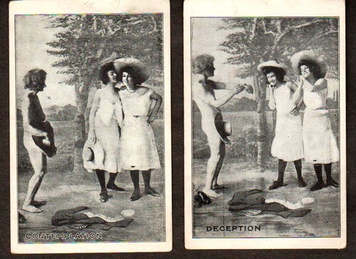 RARE & AMAZING VERY RISQUE 2 Antique PHOTO CARDS! Fine HISTORIC WILD ...