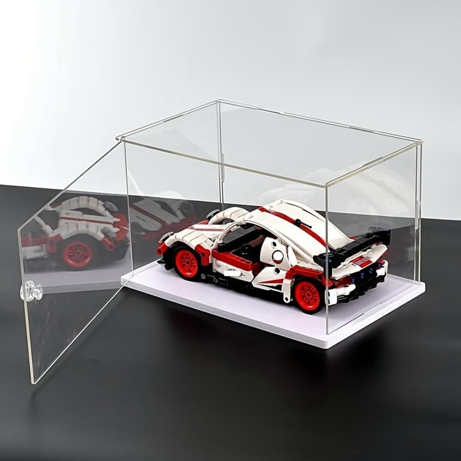 Sturdy Dustproof Acrylic Display Case - White Base, Easy Assembly ...