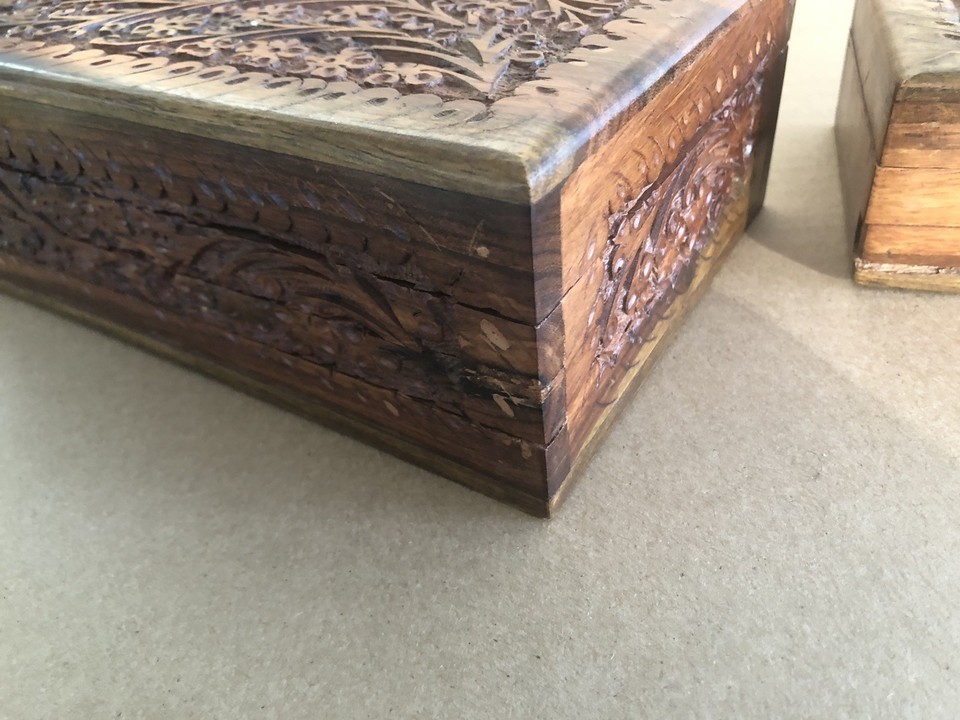 2 Vintage“Magic”Wooden Boxes,Hand Carved, Lot of 2, Jewelry,Trinkets ...