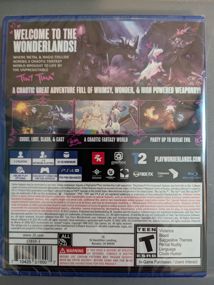 Tiny Tina's Wonderlands - Sony PlayStation 4 PS4 New and Sealed ...