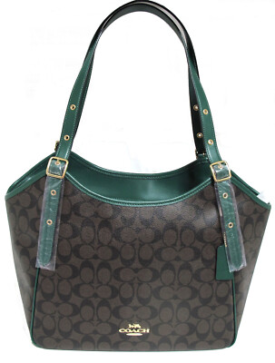 NWT Authentic COACH Meadow Signature Coated Canvas Leather Shoulder ...