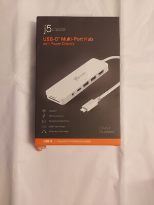 j5create USB-C Multi Port Hub w/Power Delivery JCD37 White - New! | eBay