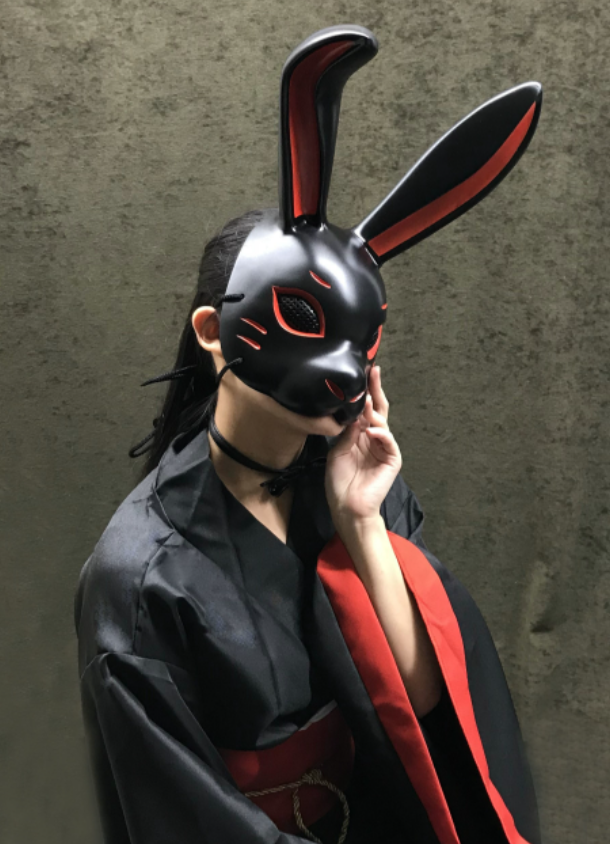 Japanese Rabbit Usagi Mask Black Red FRP Plastic Japan | eBay