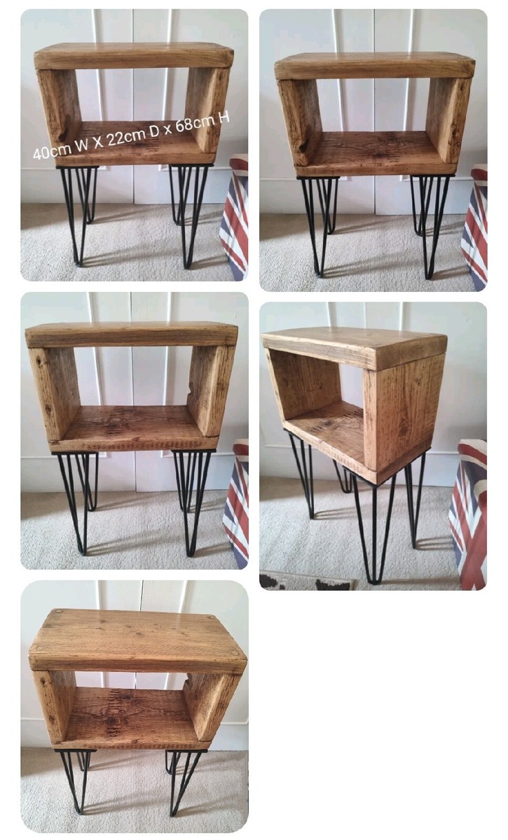 Reclaimed Wood Metal Bedside Table