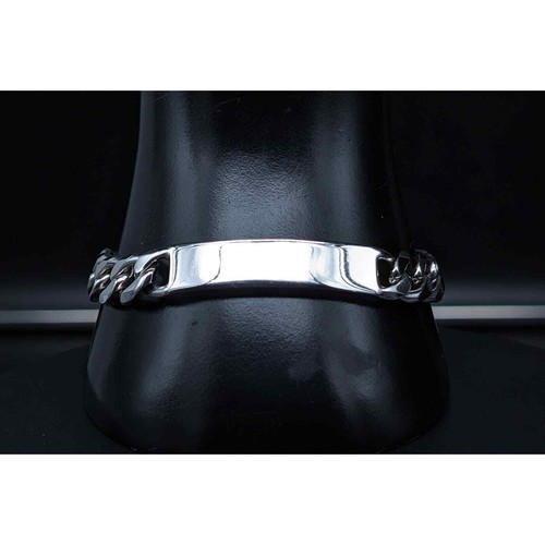 Vintage Sterling Silver Unisex Chunky Curb Link Curved Tag Bracelet | eBay
