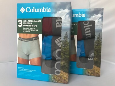 Columbia Men's 3 Pack Multicolor High Performance Stretch Boxer Briefs ...