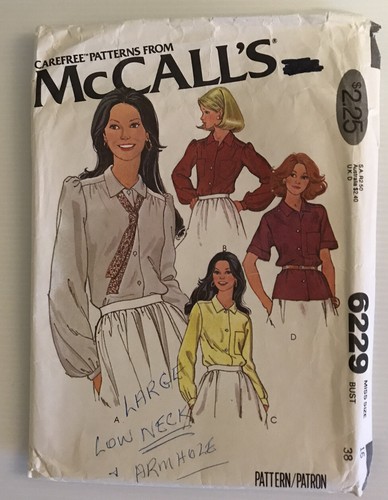 McCall's 6229 Vintage 70s Sewing Pattern Set of Shirts Size: 16 | eBay ...