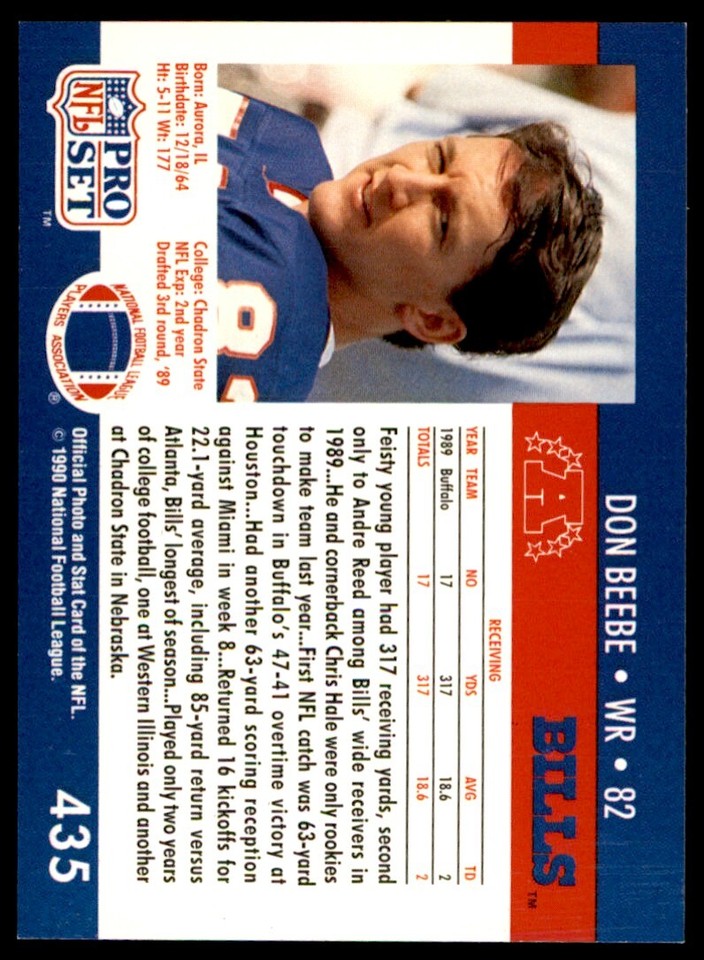 1990 Pro Set Don Beebe Buffalo Bills #435 | eBay