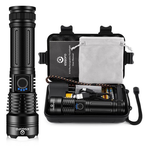 High Power Rechargeable Flashlight LED High Lumens, Super Bright 20000 ...