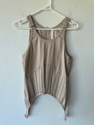 New dion lee mens womens top singlet tan fin corset tank extra large XL ...