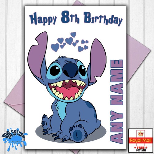 Personalised Birthday card Lilo and Stitch any name and age 3rd 4th 5th ...