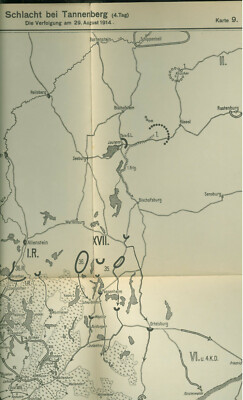 Landkarte Schlacht bei Tannenberg Die Verfolgung am 29.August 1914 ...