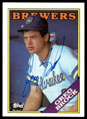 1988 Topps #212 Greg Brock * Milwaukee Brewers * Signed * Auto ...