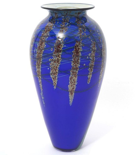 Art Glass Richard Gibbons Satava Studios Harvest Moon Signed Vase, 12 1 ...