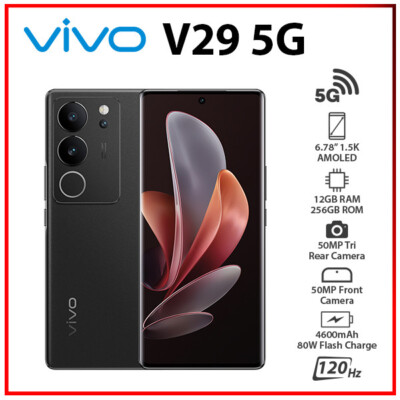 (New&Unlocked)VIVO V29 5G 12+256GB BLACK Dual SIM Octa Core Android ...