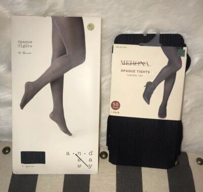 2 PKS MERONA A NEW DAY WOMENS OPAQUE TIGHTS HEATHER GRAY BLACK SZ M/L ...
