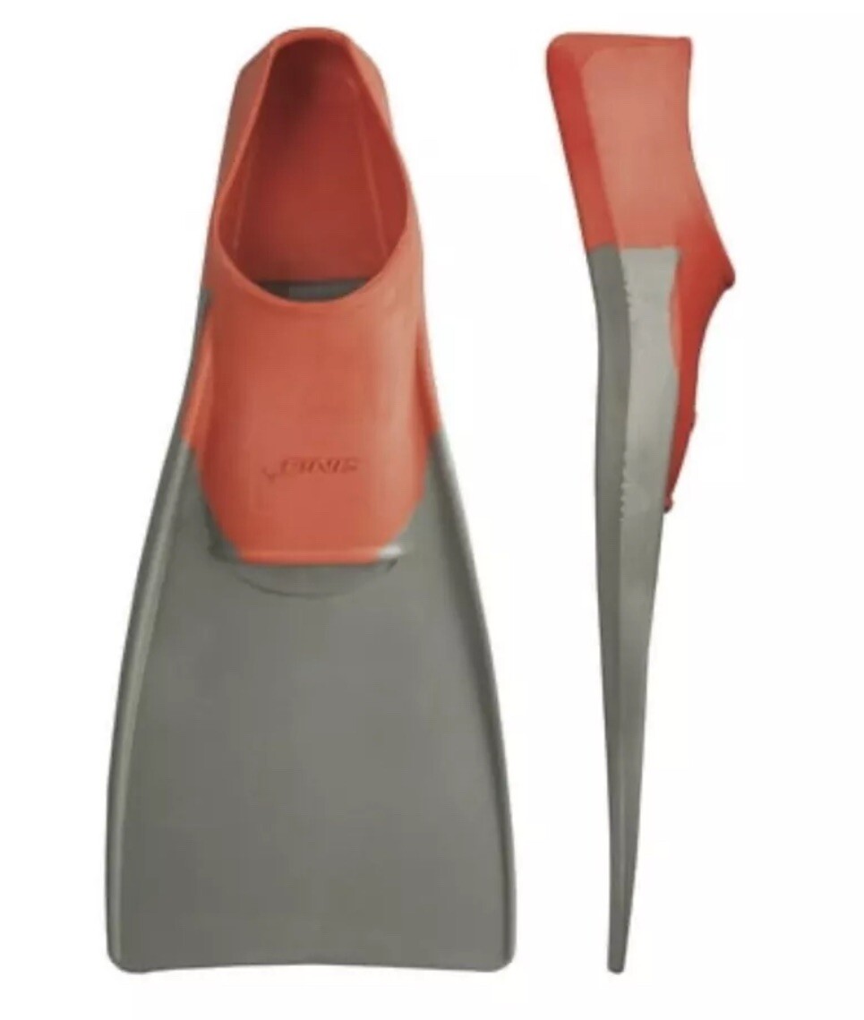 Finis Long Floating Swim Snorkeling Fins Red Gray Adult Size US 7-9