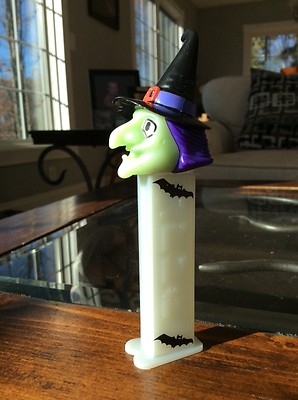 Glow in the Dark Witch Pez Dispenser Purple Hair Bats Halloween Feet ...