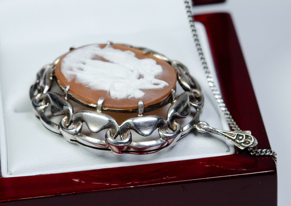 Silver - Antique Art Deco Pendant - Shell Cameo | eBay