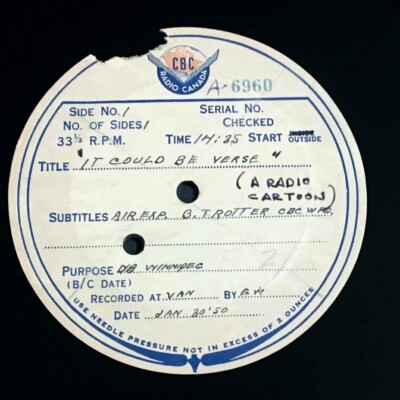 RARE MEL TORME CBC RADIO SHOW 16" TRANSCRIPTION DISC JULIET SYSAK ERNIE ...