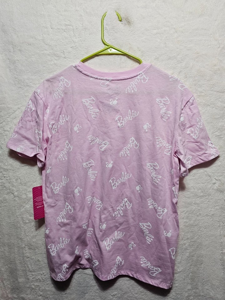 Mattel Barbie NEW♈Junior's LICENSED Printed Tee size L ~light Pink ...