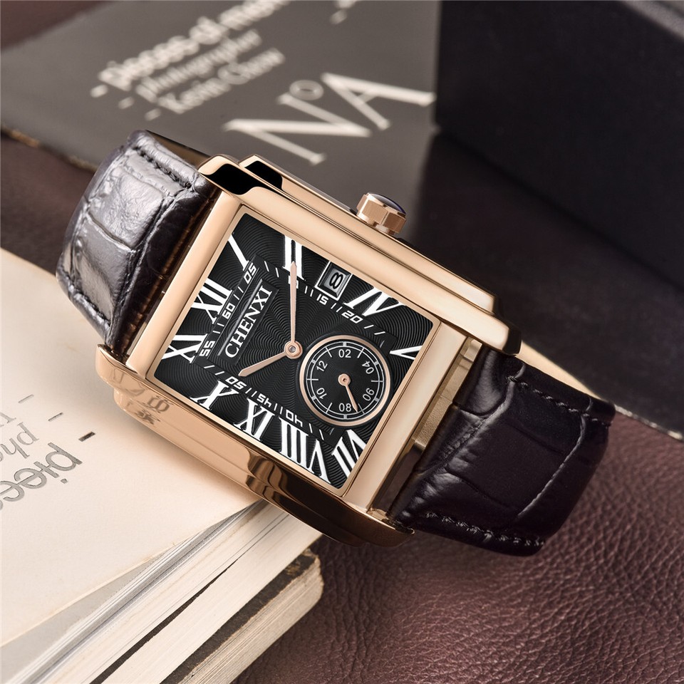 CHENXI Men Watch Roman Numeral Quartz Wristwatch Male Business Leather ...