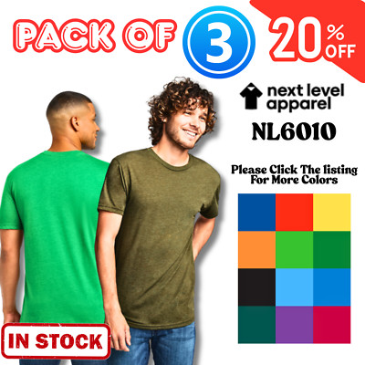 Pack Of 3 Next Level 6010 Unisex Short Sleeve Tri Blend Crew Neck T ...