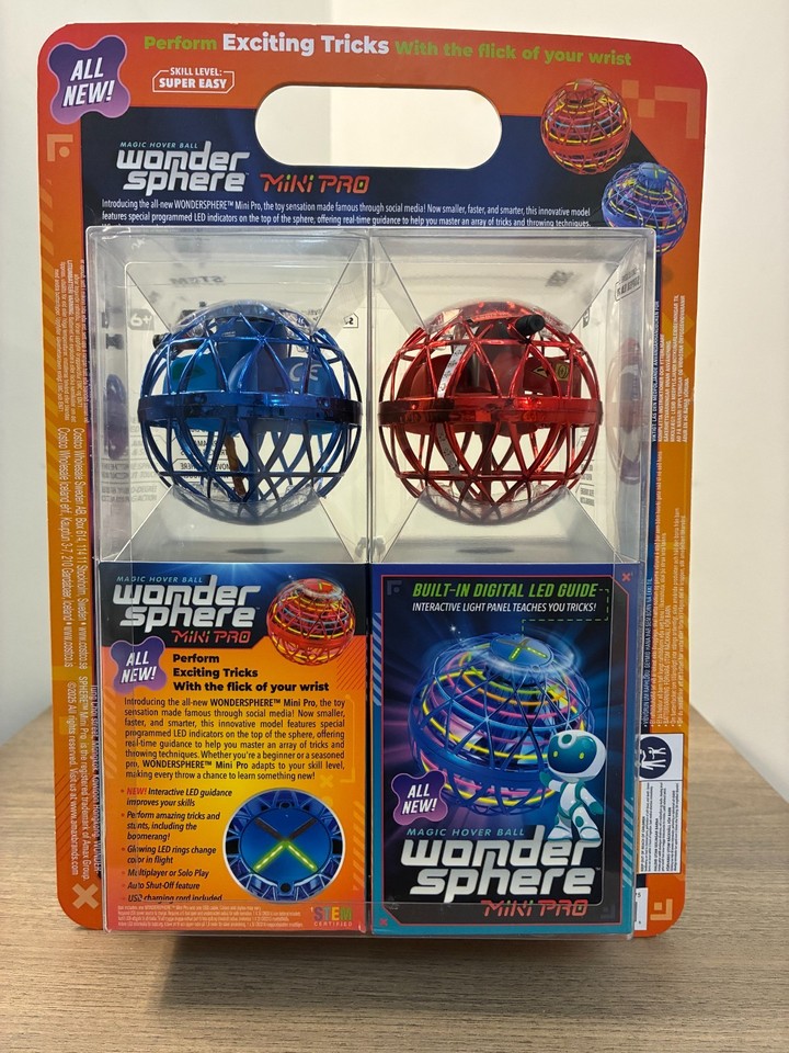 Wonder Sphere Mini Pro Magic Hover Ball 2 Pack with LED Lights & USB ...