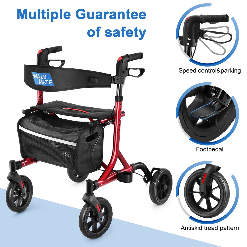 Rolling Walkers for Seniors with Seat Folding Rollator Walkers ...