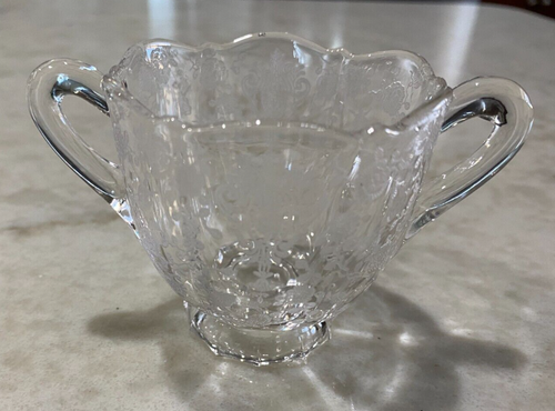 Vintage Cambridge ROSE POINT Small Etched Crystal Open Sugar Bowl | eBay