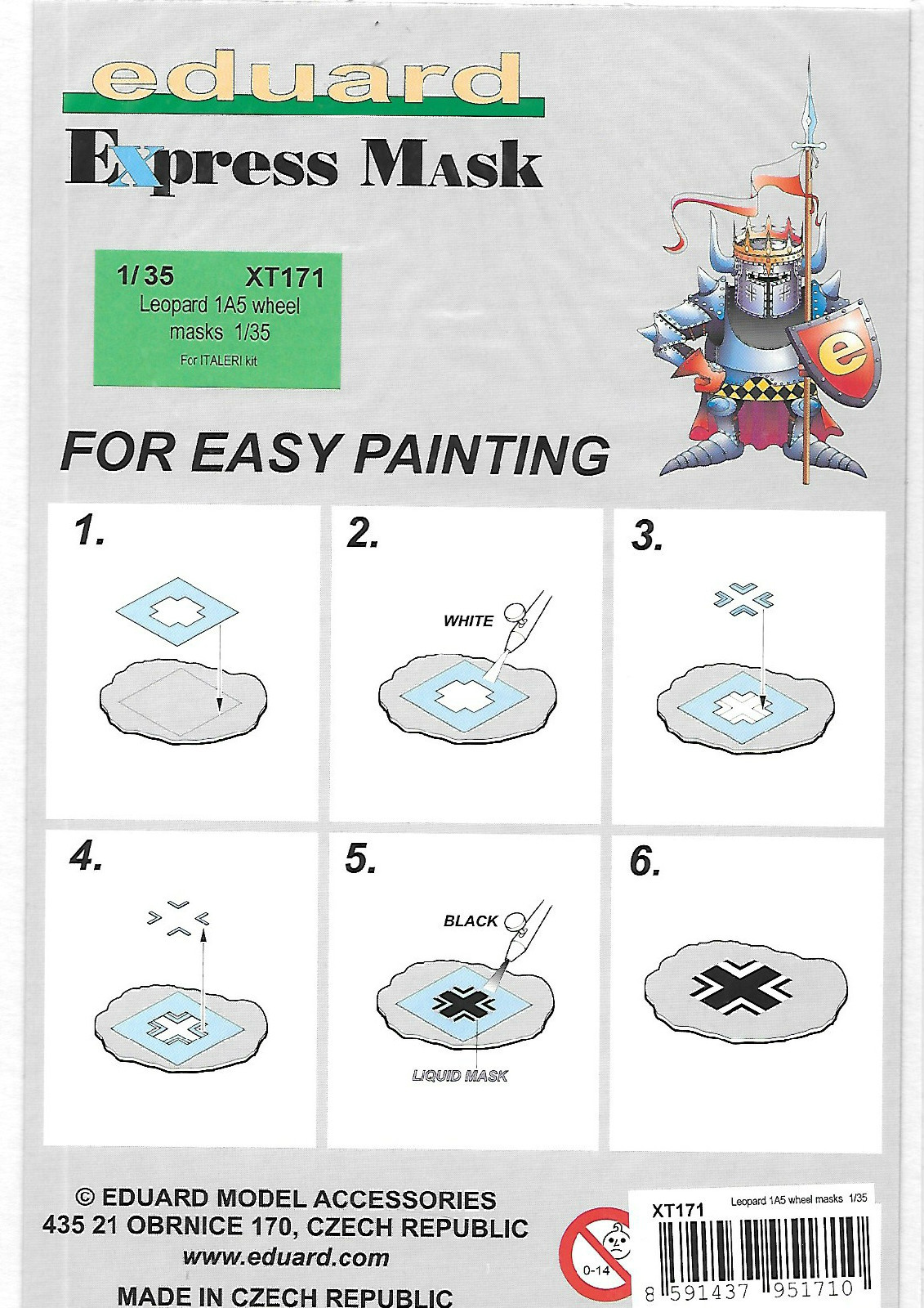 Eduard Leopard 1A5 Wheel Painting Masks for Italeri Kit 1/35th Scale ...