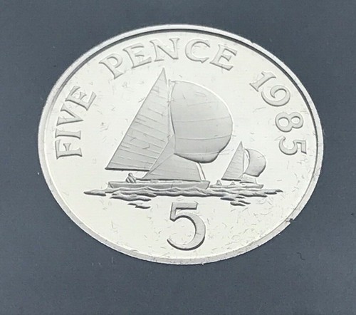 1985 GUERNSEY PROOF FIVE 5 PENCE Copper-nickel 5.65g 23.6mm KM 42 Only ...