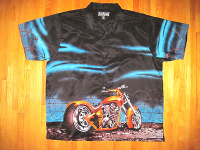 Vintage Easy Rider Blue Sky Motorcycle Short Sleeve Lounge Shirt Size ...