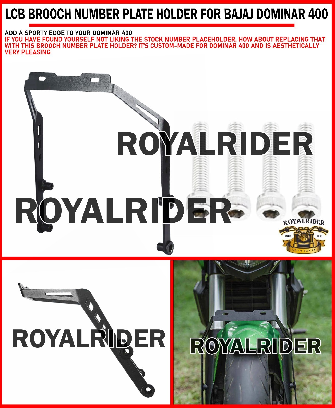 " LCB BROOCH NUMBER PLATE HOLDER" Fit For BAJAJ DOMINAR 400 | eBay