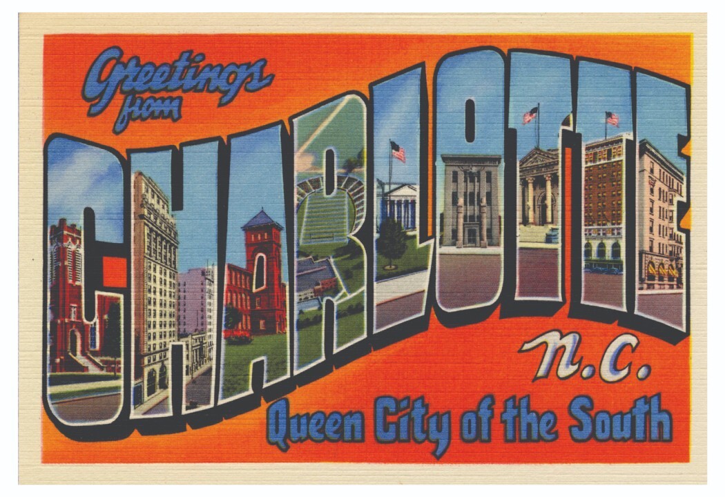 Greetings from Charlotte, NC, Vintage Postcard Art, 2" x 3" Fridge ...