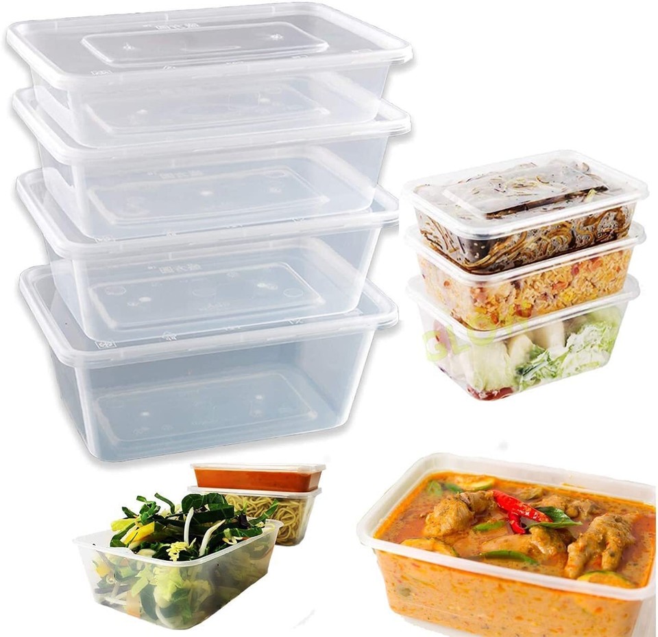 650ml Plastic Food Containers Tubs Clear With Lids Microwave Safe ...