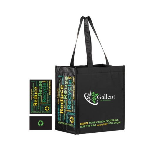 Custom 100% RPET Laminated Grocery Bag with Stock Design Gussets ...