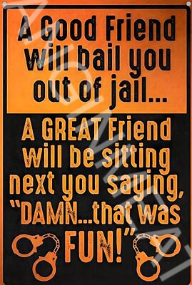 A Good Friend Will Bail You Out Funny Sign 8" x 12" Aluminum Metal Sign ...