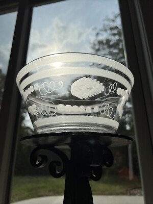 ANTIQUE VICTORIAN CLEAR HAND CUT GLASS OIL/GAS LAMP SHADE 5" FITTER | eBay