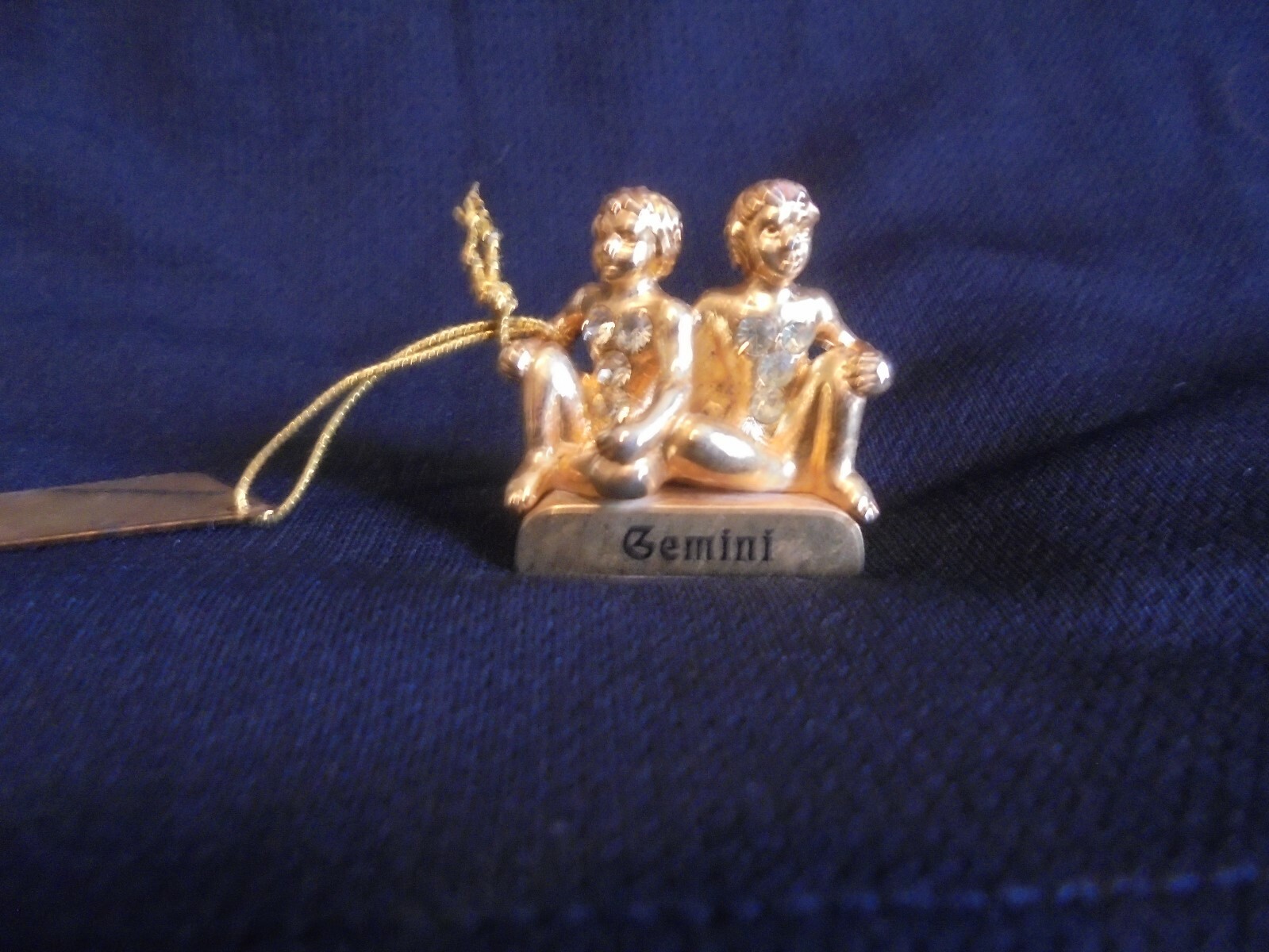 24K GOLD PLATED WITH AUSTRIAN CRYSTALS GEMINI MINITURE FIGURINES (TWINS ...