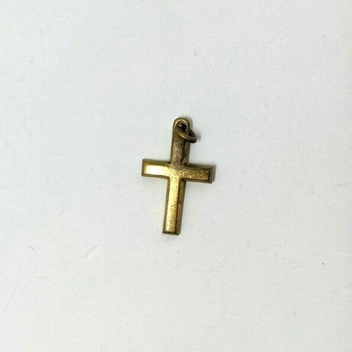 VTG Mini Gold Tone Metal Simple Plain Catholic Pendant Charm Cross ...