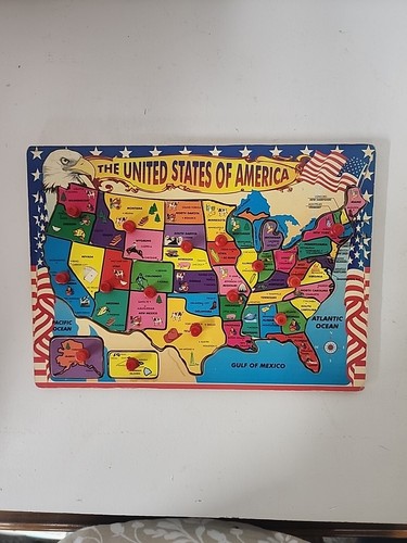 United States Kids Wooden Inlay Map Puzzle. Vintage | eBay