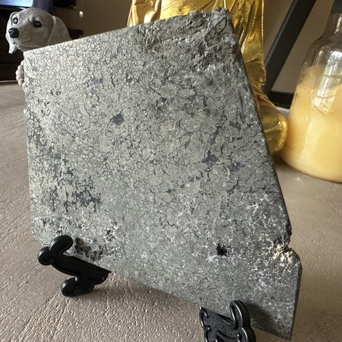 Natural Gold Pyrite & Black Agate Slab Authentic Crystal with Stand | eBay