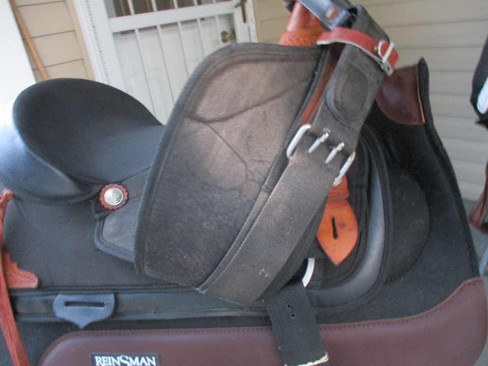 15'' QH BARS Black abetta High cantle, Leather & cordura Western trail ...