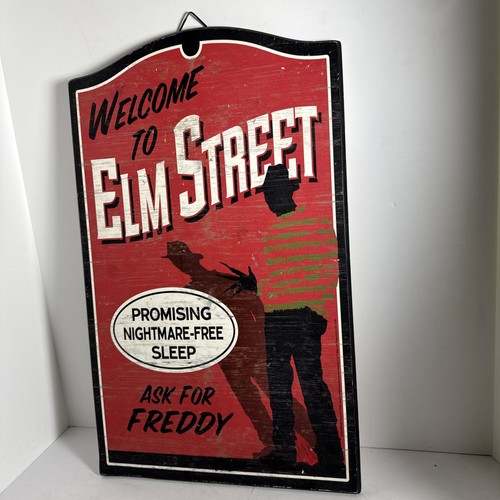 A NIGHTMARE ON "ELM STREET" WOODEN SIGN 18" X 11" ASK FOR FREDDY | eBay