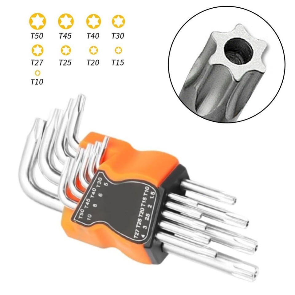9 Pieces Star Wrench Kit Hexagon Spanner Set Dual End L Type ...