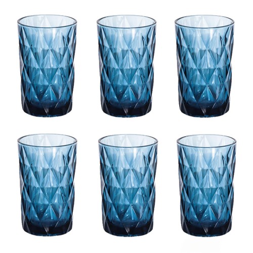 Drinking Glass set of 6 Modern Glassware Diamond Pattern Tumbler Cup（12 ...